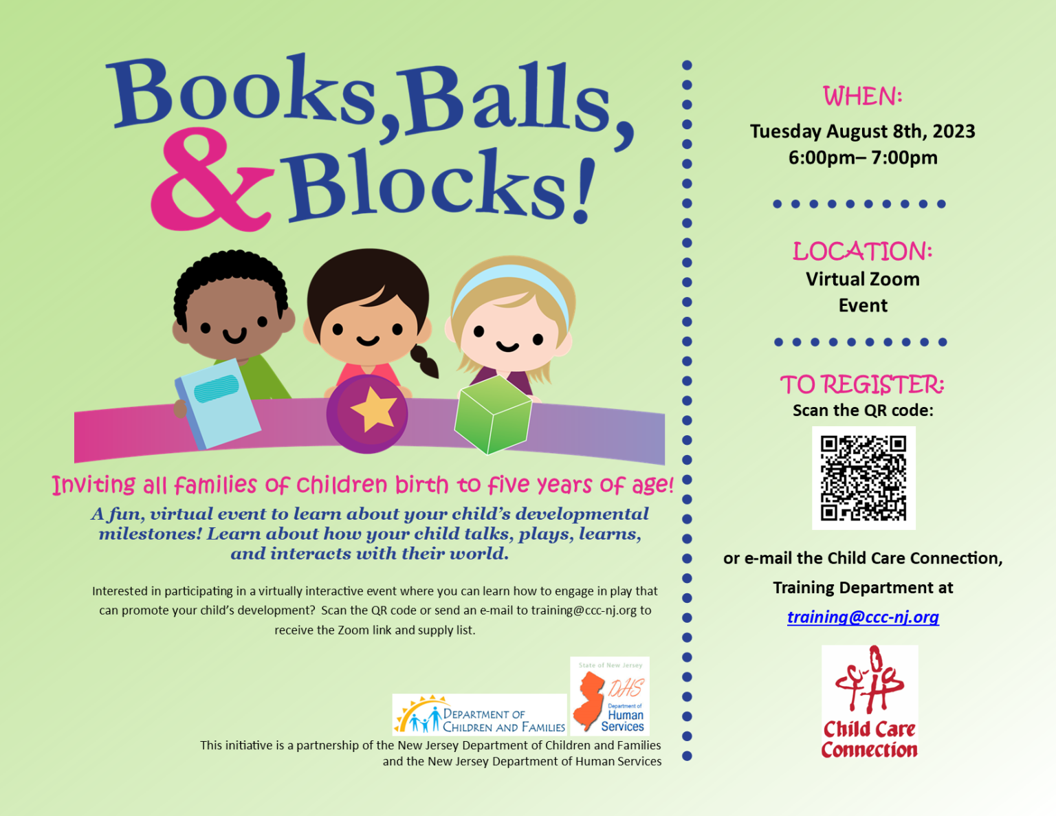 Virtual Books, Balls, & Blocks – Child Care Connection NJ